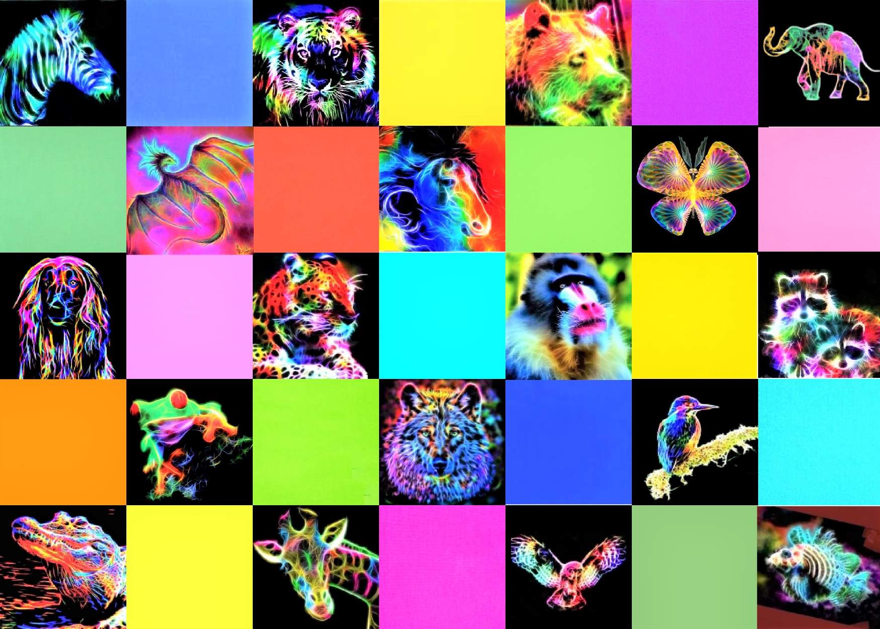 Solve FRACTAL WILDLIFE COLORBLOCK jigsaw puzzle online with 140 pieces