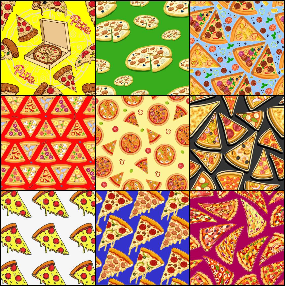 Solve Pizza patterns 1 jigsaw puzzle online with 81 pieces