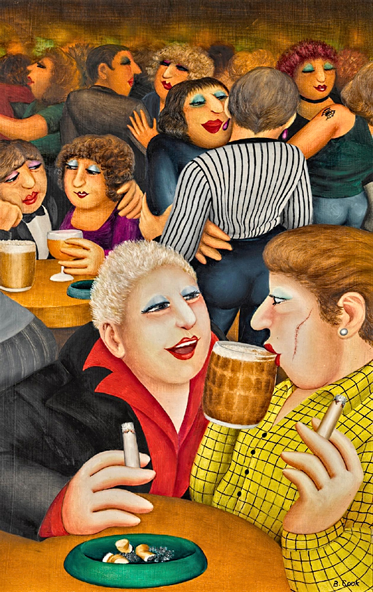 Solve party time by Beryl Cook jigsaw puzzle online with 77 pieces