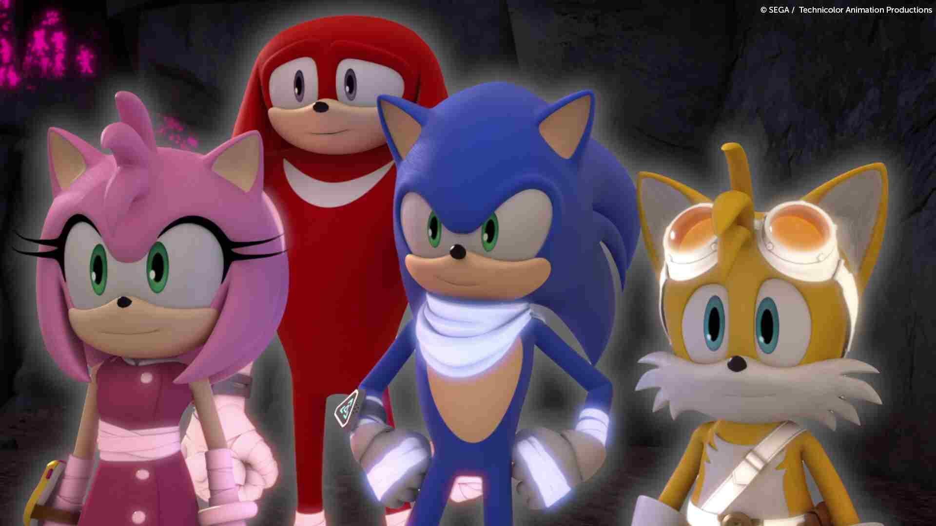 Solve Amy, Knuckles, Sonic and Tails jigsaw puzzle online with 350 pieces