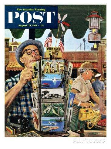 Solve Choosing Postcards jigsaw puzzle online with 48 pieces