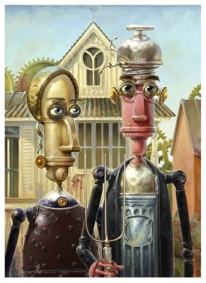 Solve American Gothic (Robots) jigsaw puzzle online with 35 pieces