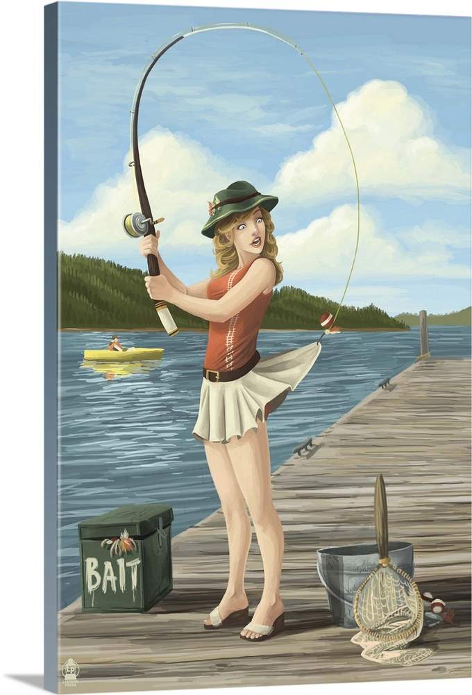 Solve Pinup-Girl-Fishing- jigsaw puzzle online with 176 pieces
