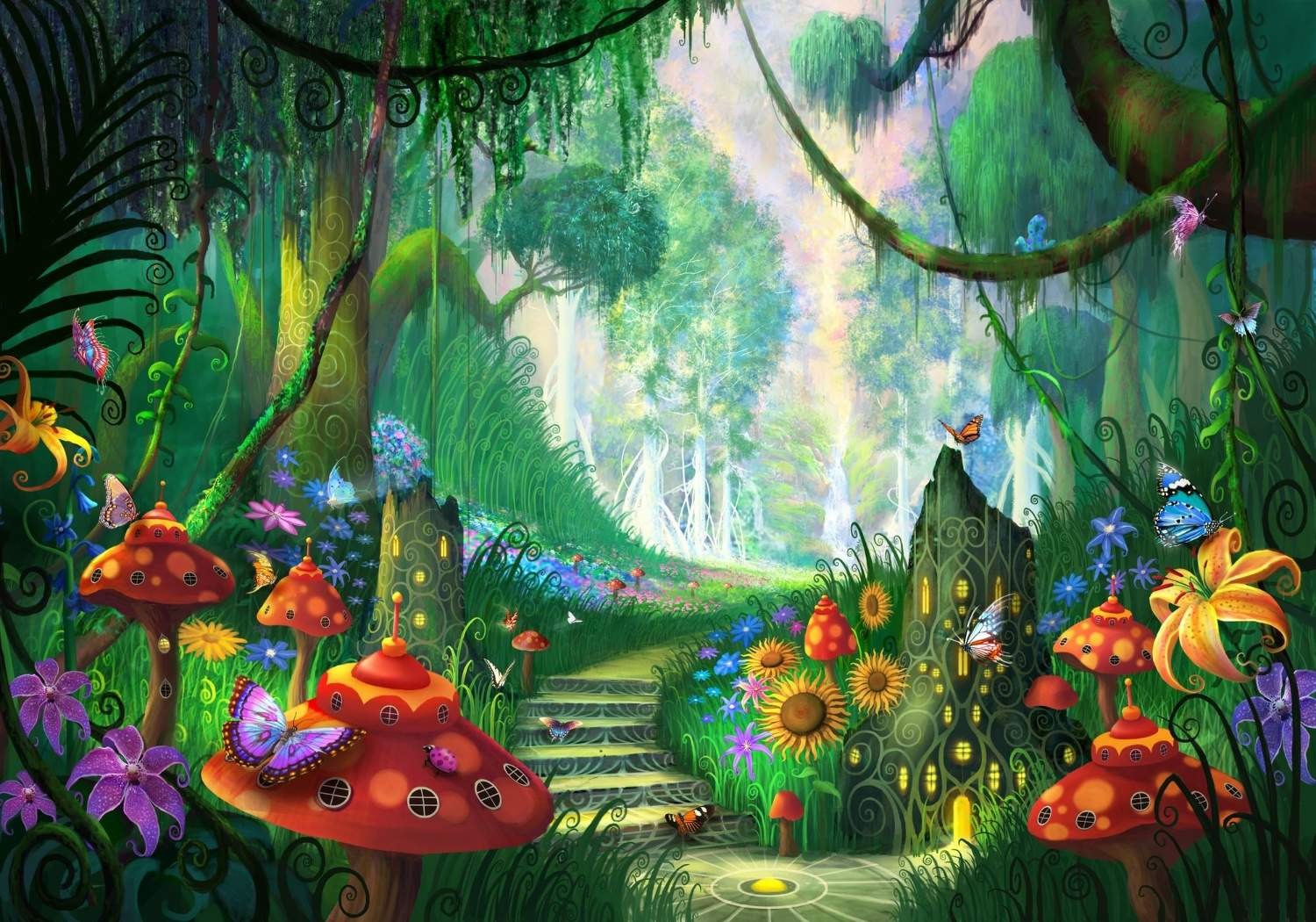 Solve mystical forest jigsaw puzzle online with 96 pieces