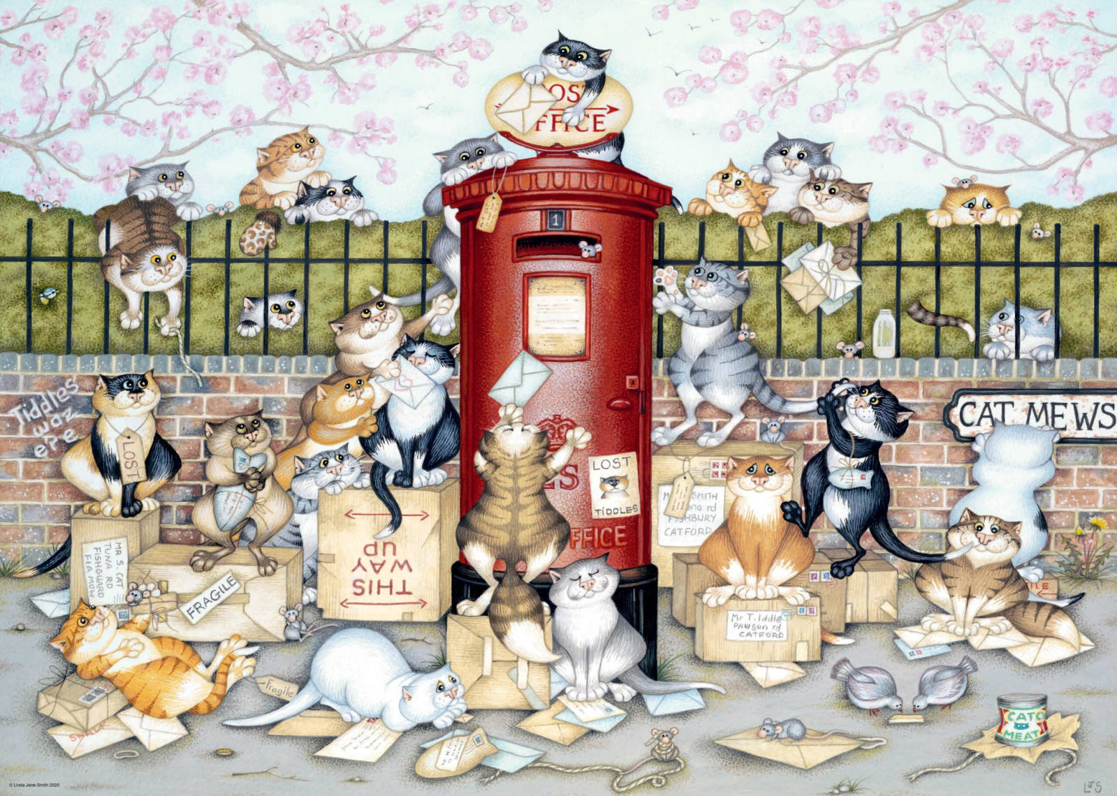 Solve Crazy Postal Cats jigsaw puzzle online with 513 pieces