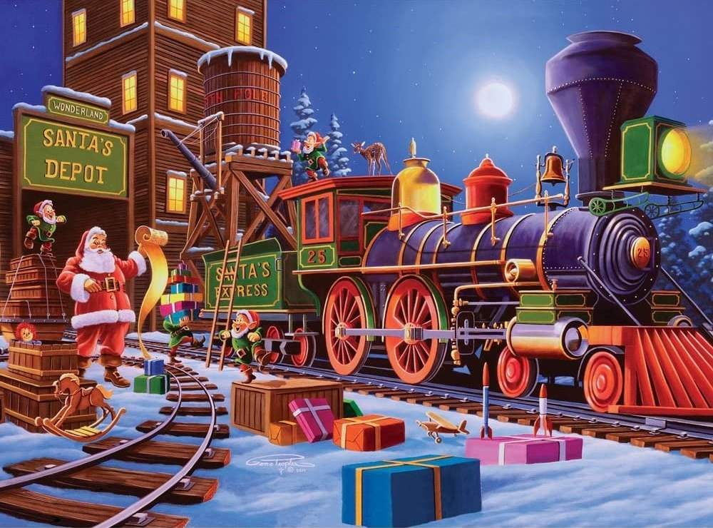 Solve Christmas Train jigsaw puzzle online with 63 pieces
