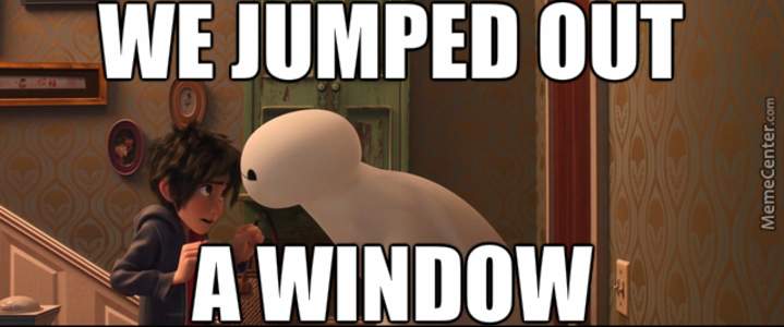 Solve We jumped out a window jigsaw puzzle online with 60 pieces