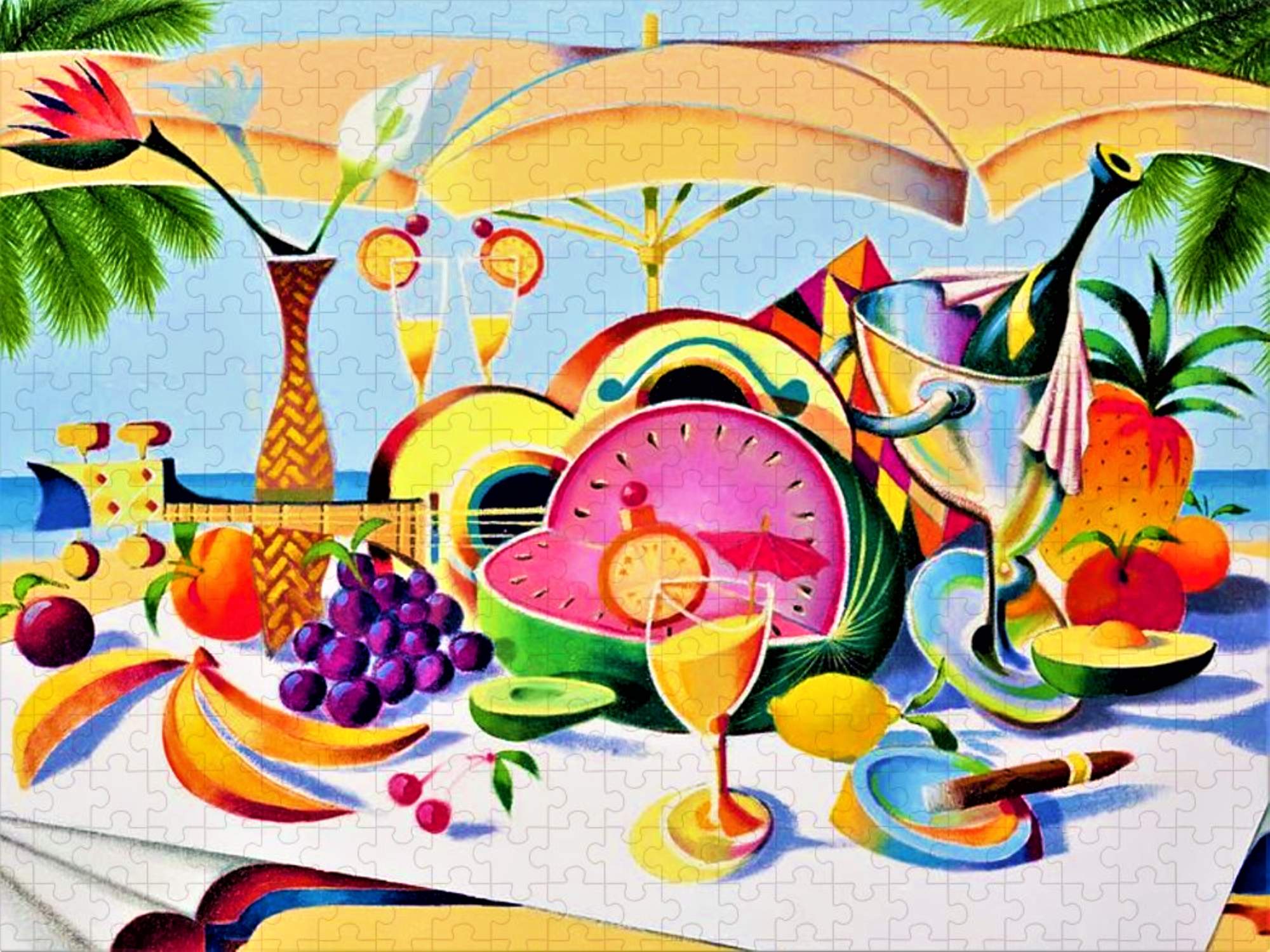 Solve Tropical Cubist Still Life, Cuba (solved puzzle) jigsaw puzzle ...