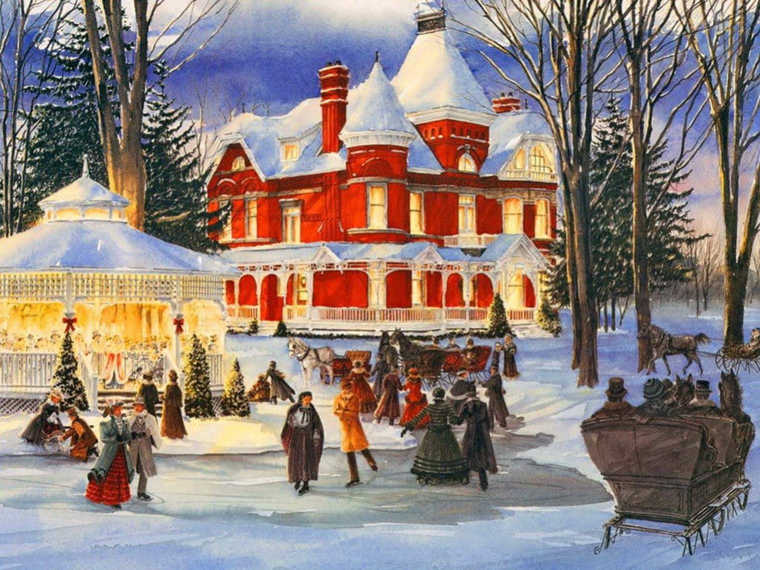 Solve Victorian Christmas Eve jigsaw puzzle online with 154 pieces