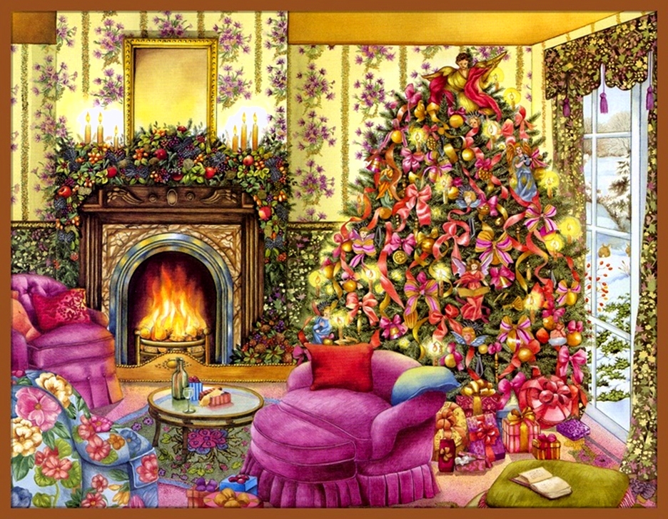 Solve Beautiful Christmas Room jigsaw puzzle online with 63 pieces