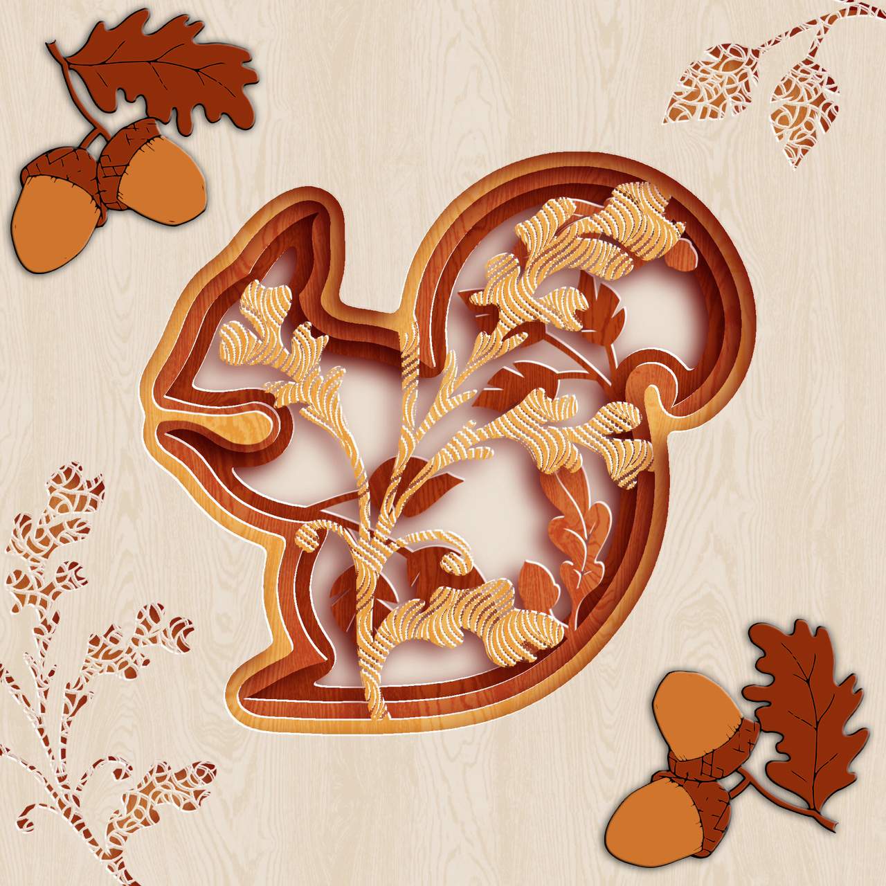 Solve Papercut Effect Squirrel jigsaw puzzle online with 121 pieces
