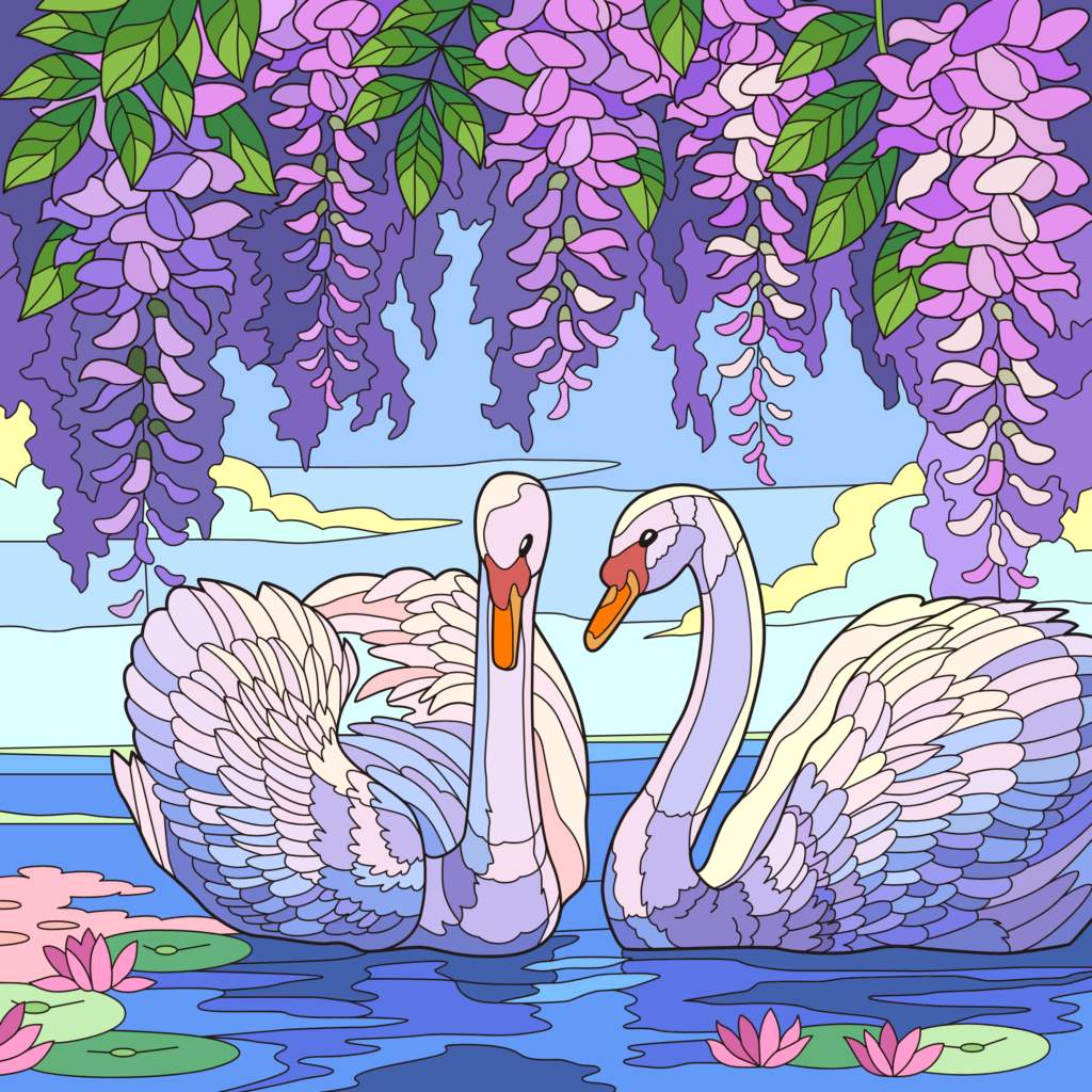 Solve -Swans jigsaw puzzle online with 100 pieces