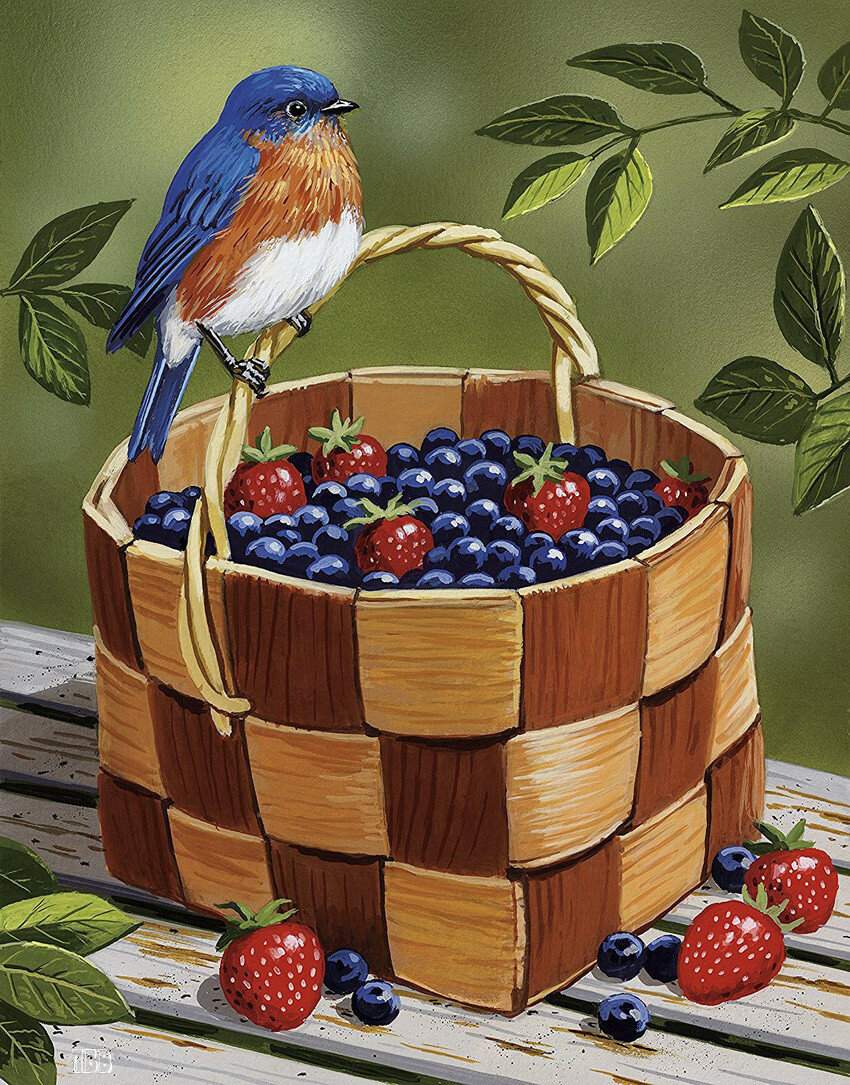 Solve bluebird on a blueberry jigsaw puzzle online with 180 pieces