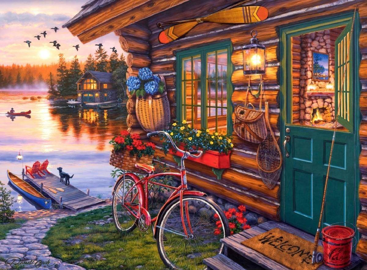 Solve Cabin by the Lake jigsaw puzzle online with 108 pieces