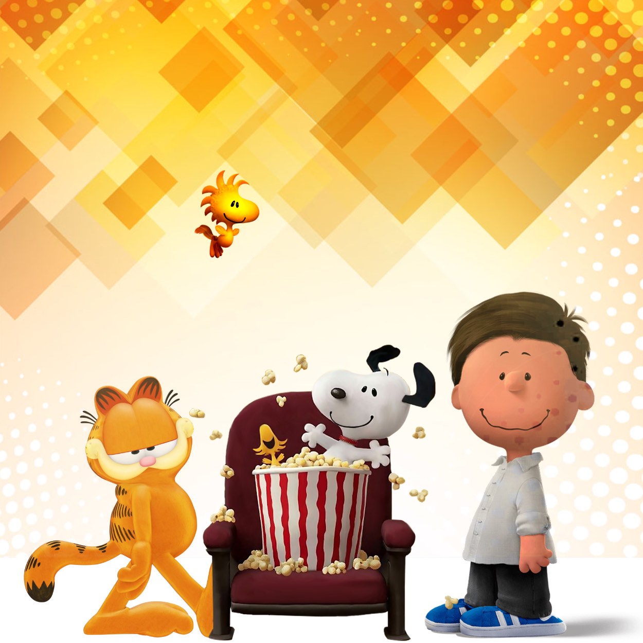 Solve Snoopy and Garfield jigsaw puzzle online with 100 pieces