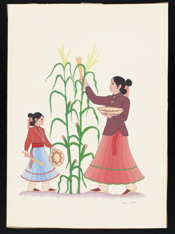 Solve Woman and Child Gathering Corn Pollen ~ Harrison Begay (Navajo ...