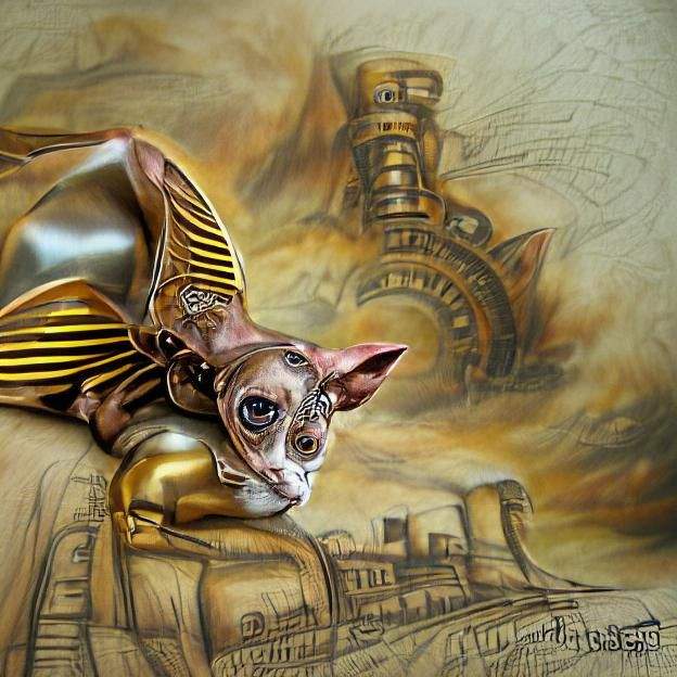 Solve Steampunk Sphinx Cat jigsaw puzzle online with 100 pieces