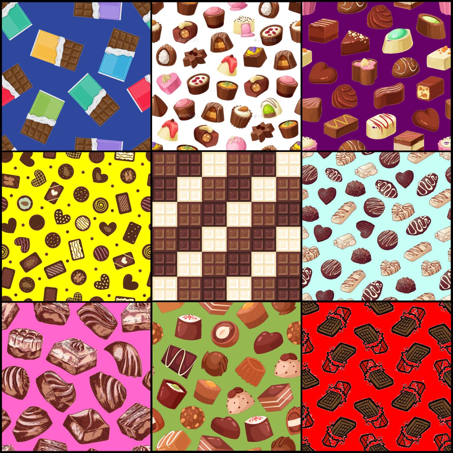 Solve Chocolate patterns 1 jigsaw puzzle online with 225 pieces