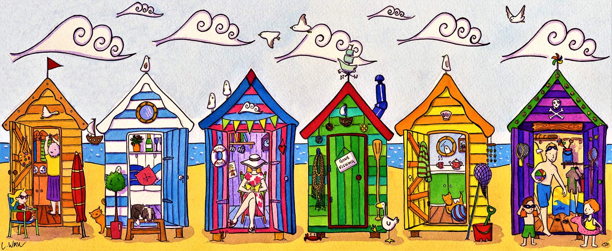 Solve Beach Hut Dwellers jigsaw puzzle online with 336 pieces