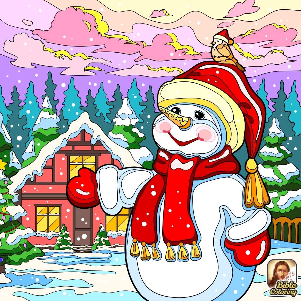 Solve Wintery Snowman jigsaw puzzle online with 49 pieces