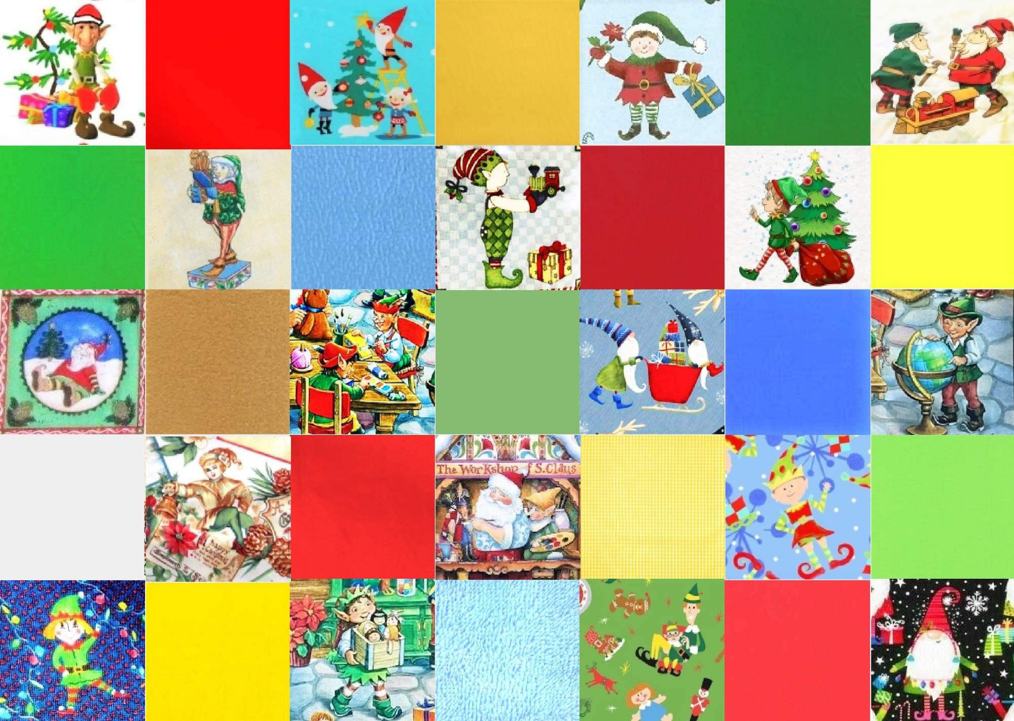 Solve PATCHWORK COLORBLOCK ELVES jigsaw puzzle online with 266 pieces