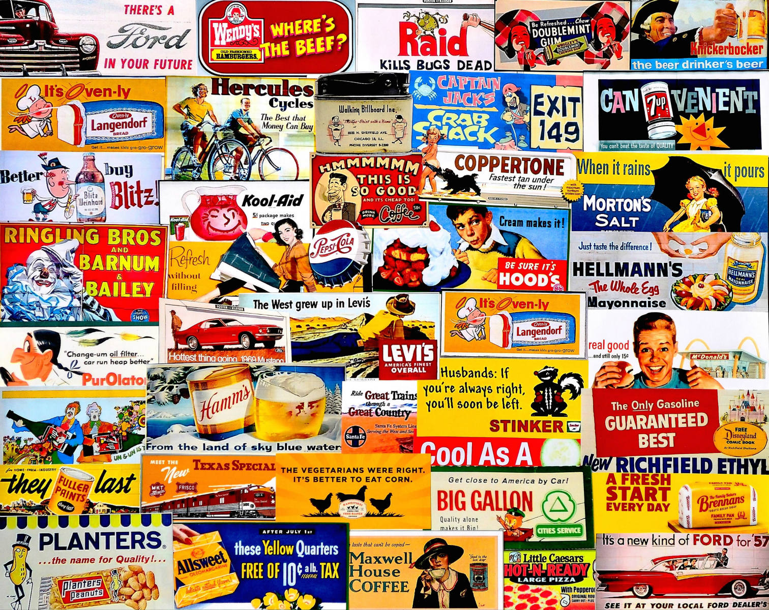 Solve vintage billboards jigsaw puzzle online with 500 pieces