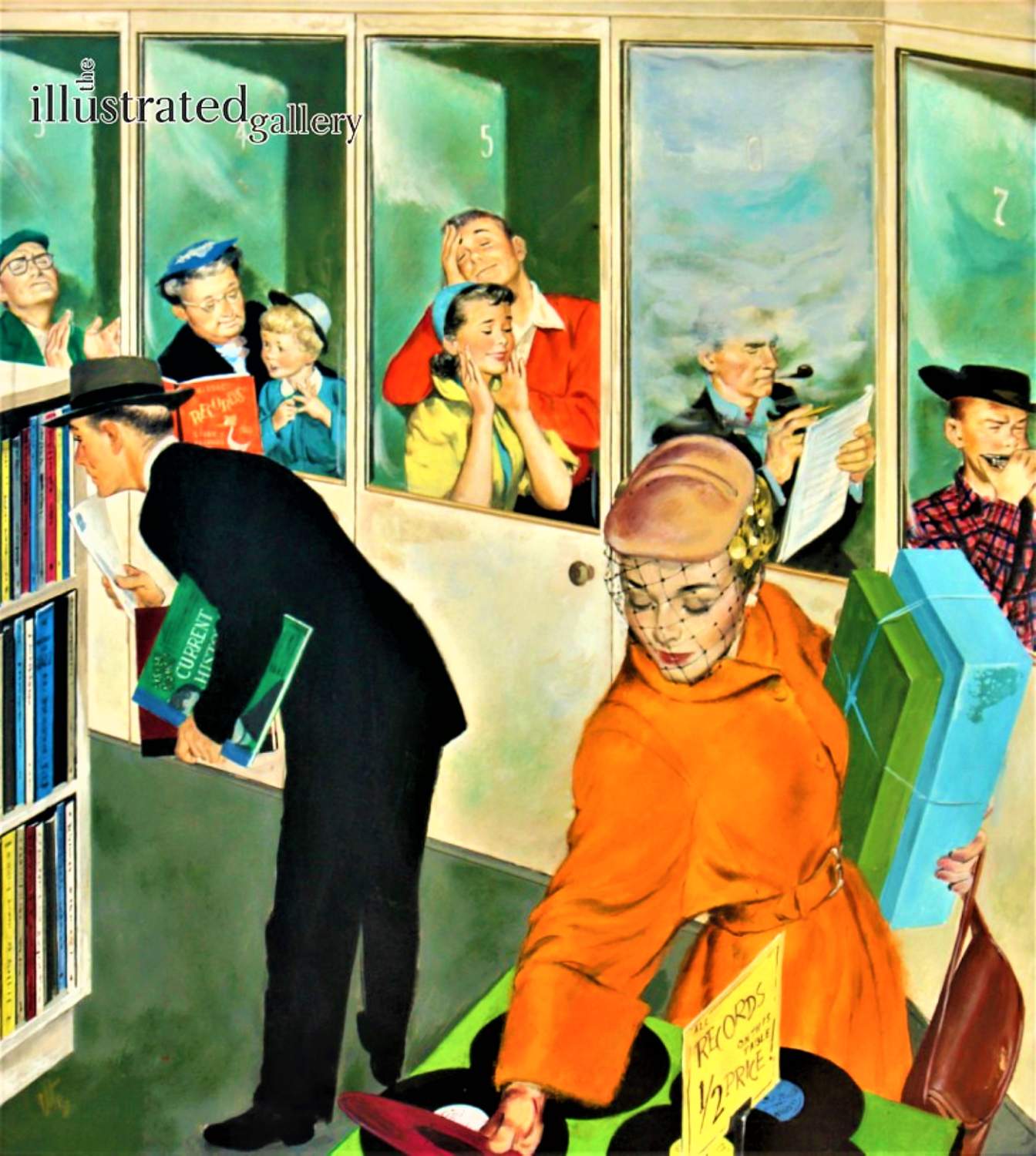Solve In the Record Store, 1952 jigsaw puzzle online with 360 pieces