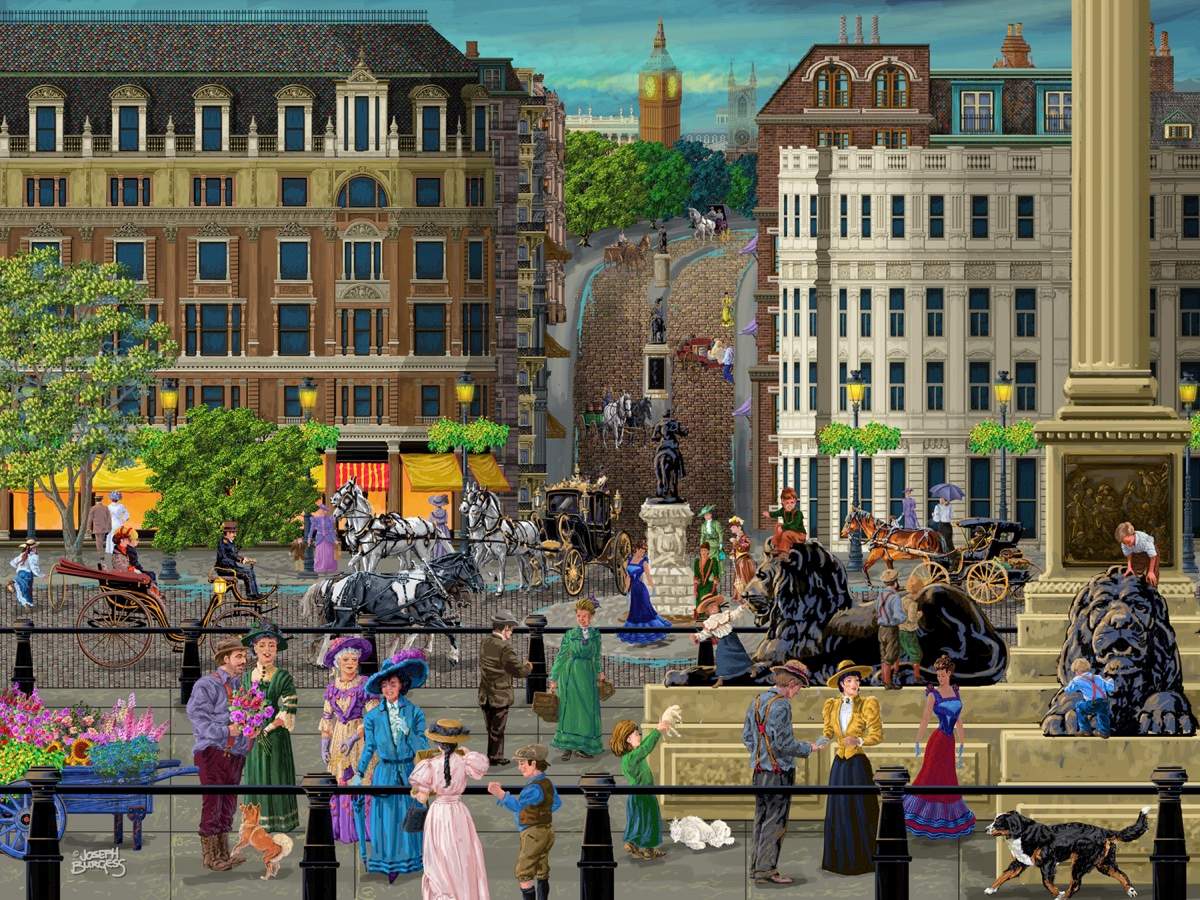 Solve Busy City Streets jigsaw puzzle online with 88 pieces