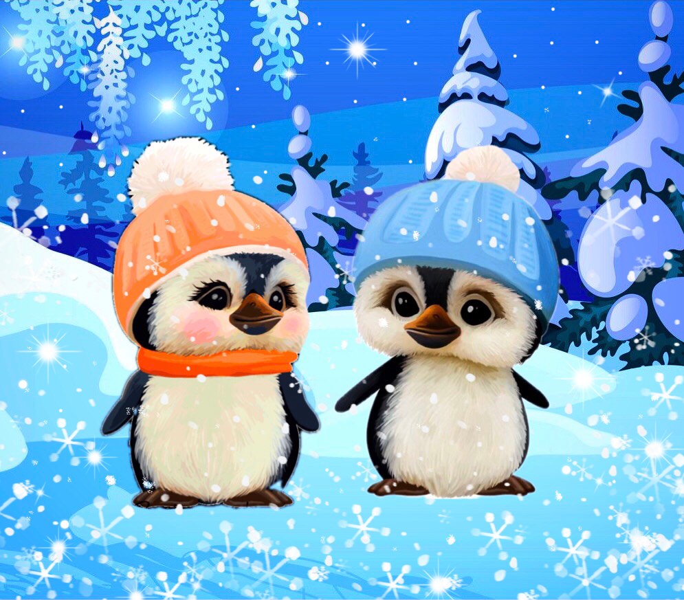 Solve Two lovely Penguins jigsaw puzzle online with 110 pieces