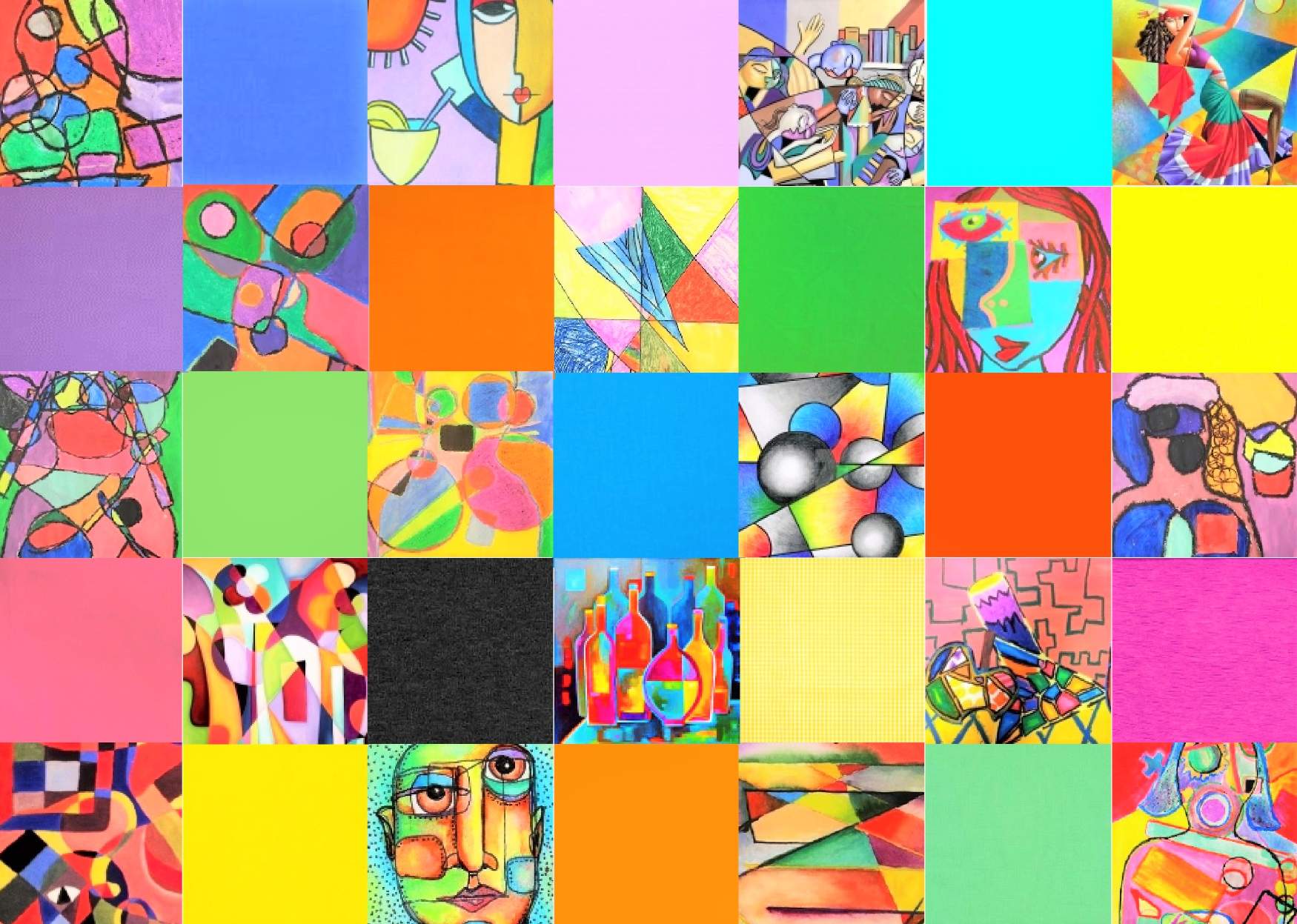 Solve COLORBLOCK CUBISM jigsaw puzzle online with 140 pieces