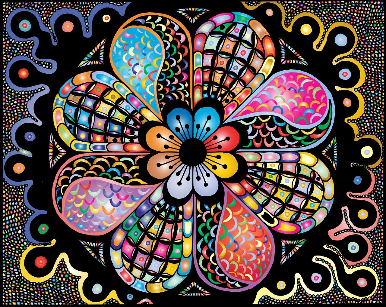 Solve Vibrant mandela jigsaw puzzle online with 99 pieces