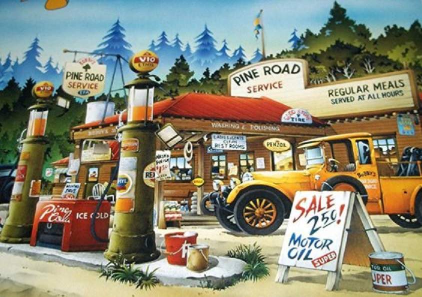 Solve Vintage Gas Station jigsaw puzzle online with 88 pieces