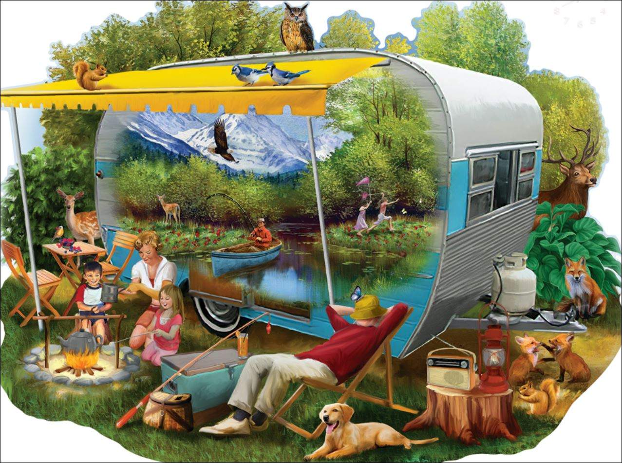 Solve camping vintage jigsaw puzzle online with 63 pieces