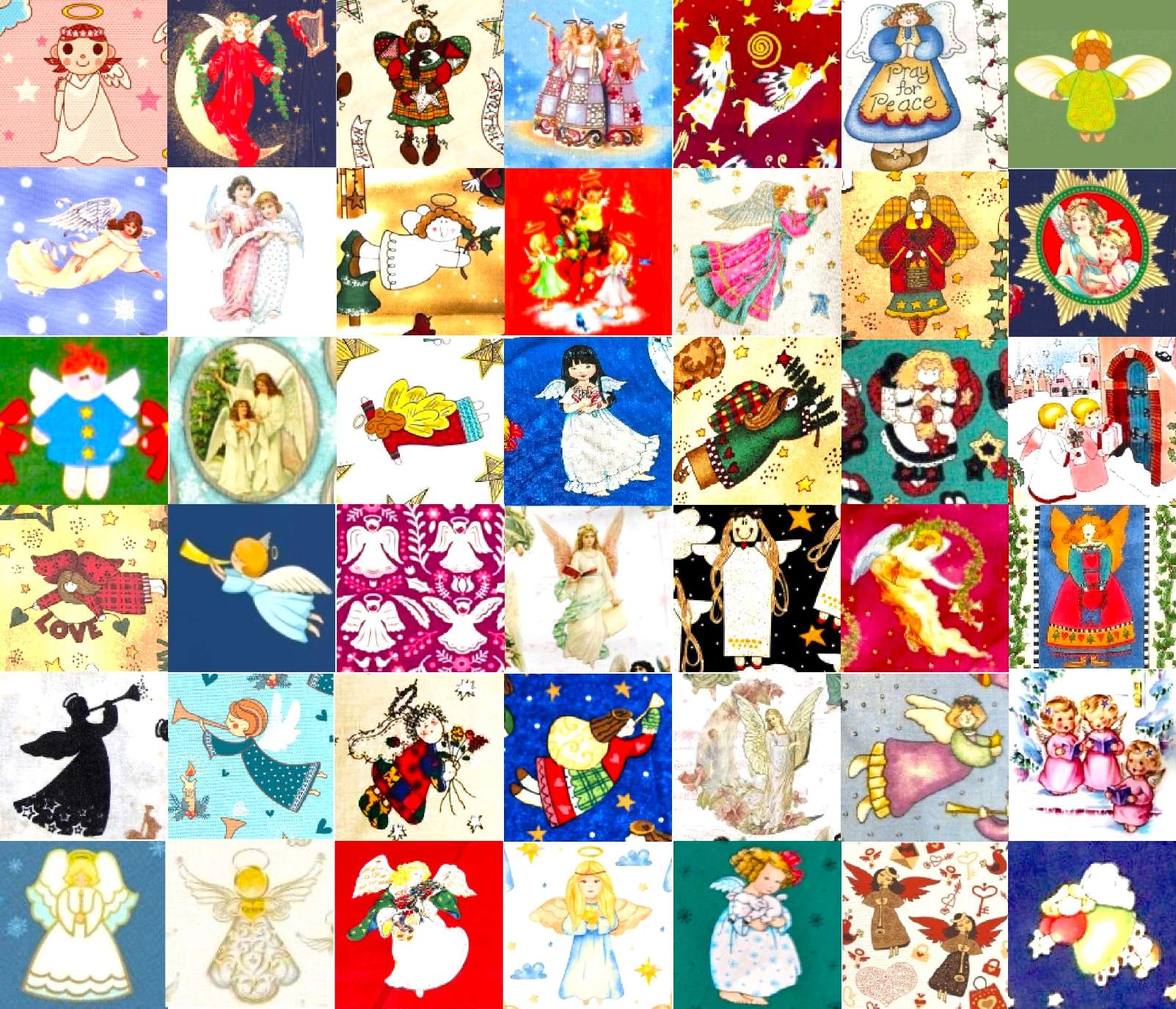 Solve PATCHWORK ANGELS jigsaw puzzle online with 143 pieces