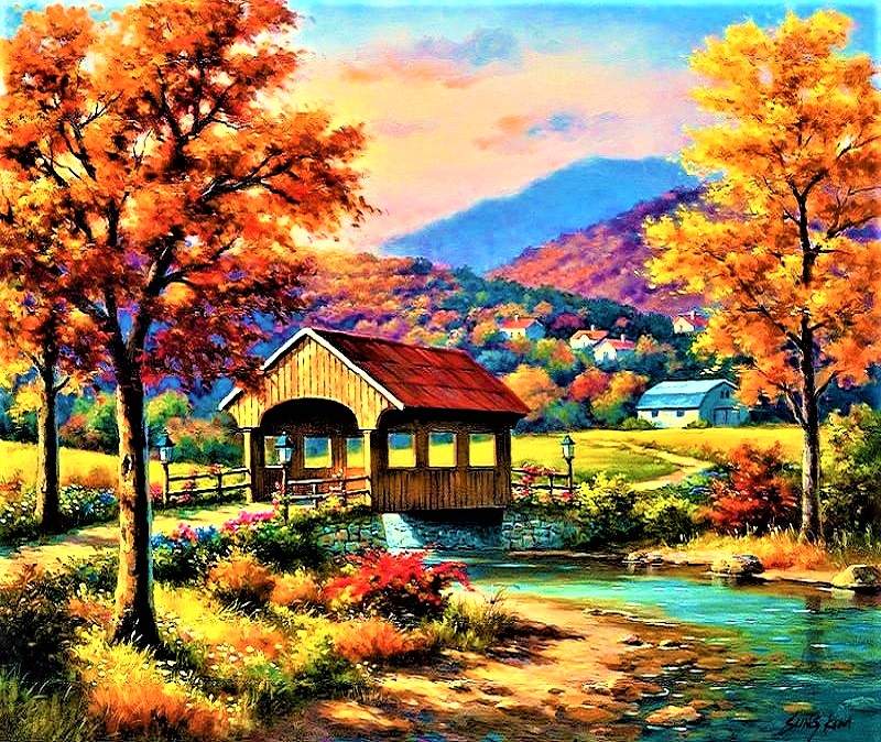 Solve Covered bridge jigsaw puzzle online with 72 pieces