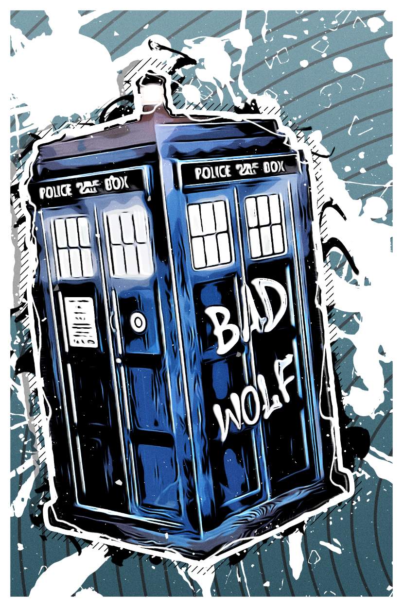 Solve Tardis BAD WOLF jigsaw puzzle online with 70 pieces