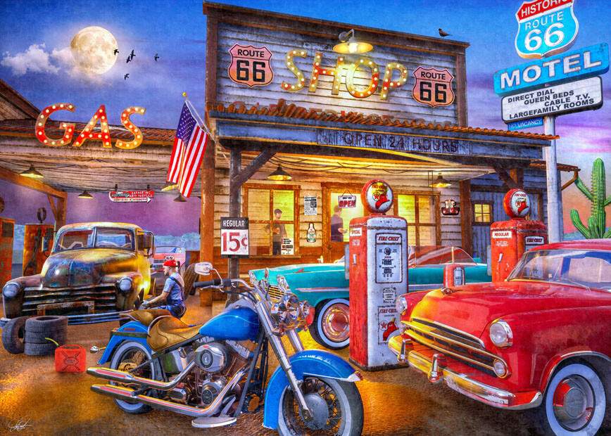 Solve Old Southern Gas Station jigsaw puzzle online with 88 pieces