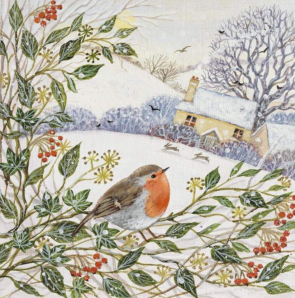 Solve Seasonal Art - Lucy Grossmith - Winter Wildlife - Robin & Hares ...