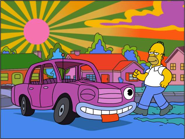 Solve The Simpsons Pink Sedan jigsaw puzzle online with 70 pieces