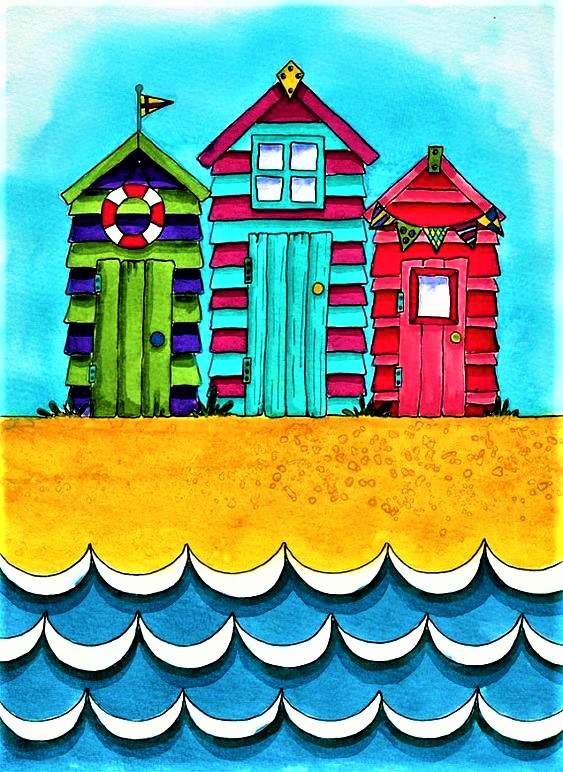 Solve beach hut jigsaw puzzle online with 63 pieces