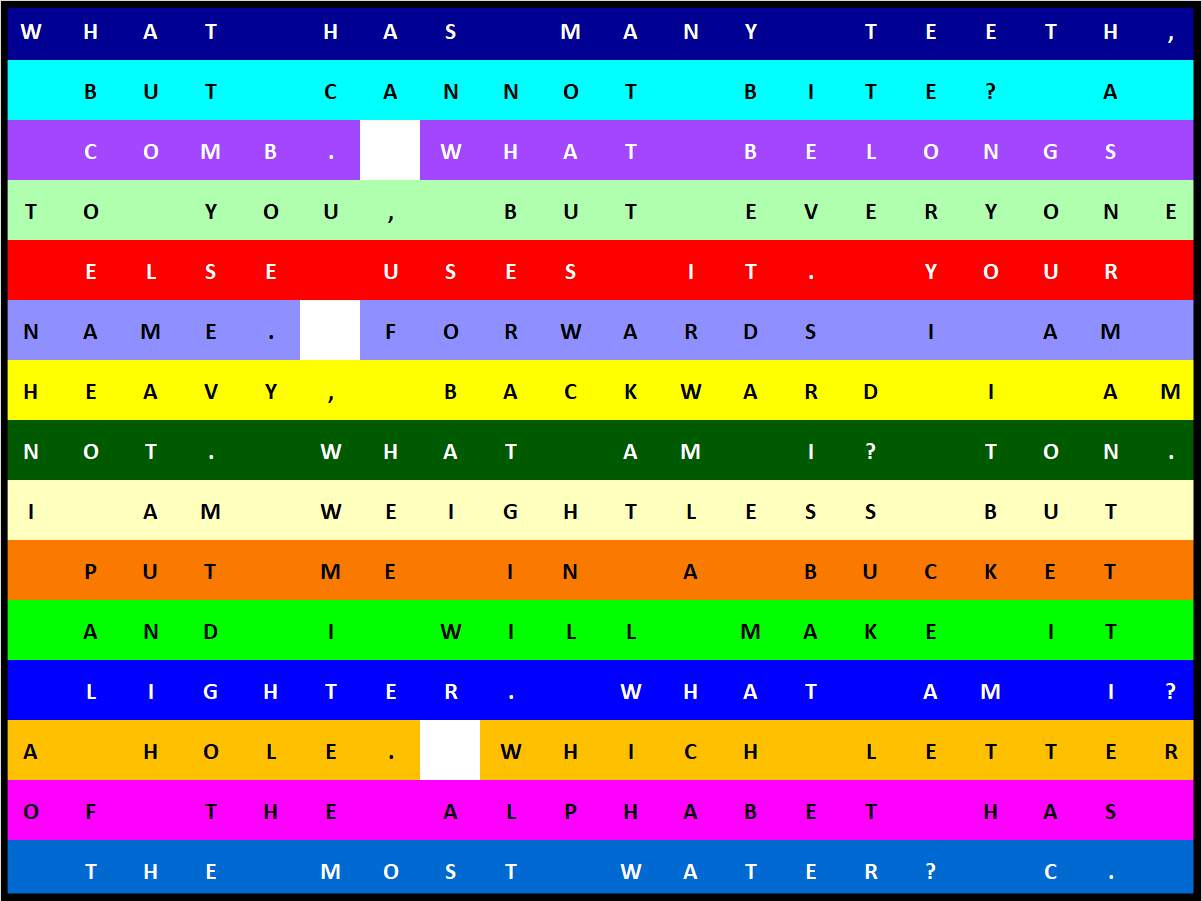Solve Word 160 Riddle Me This 300 jigsaw puzzle online with 300 pieces
