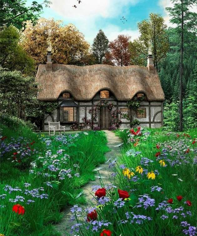 Solve VINTAGE COTTAGE (908) jigsaw puzzle online with 56 pieces