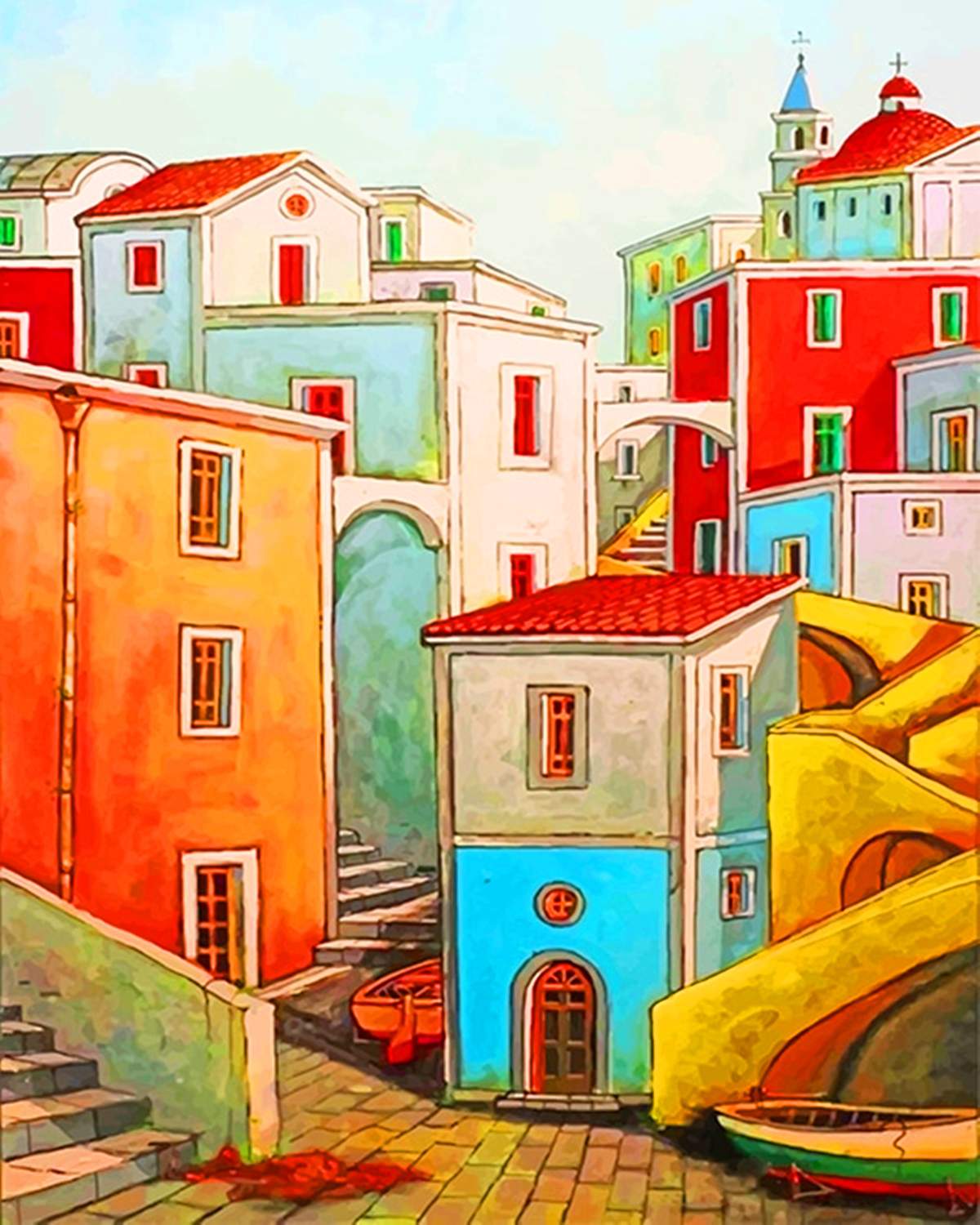 Solve Colorful Village jigsaw puzzle online with 120 pieces