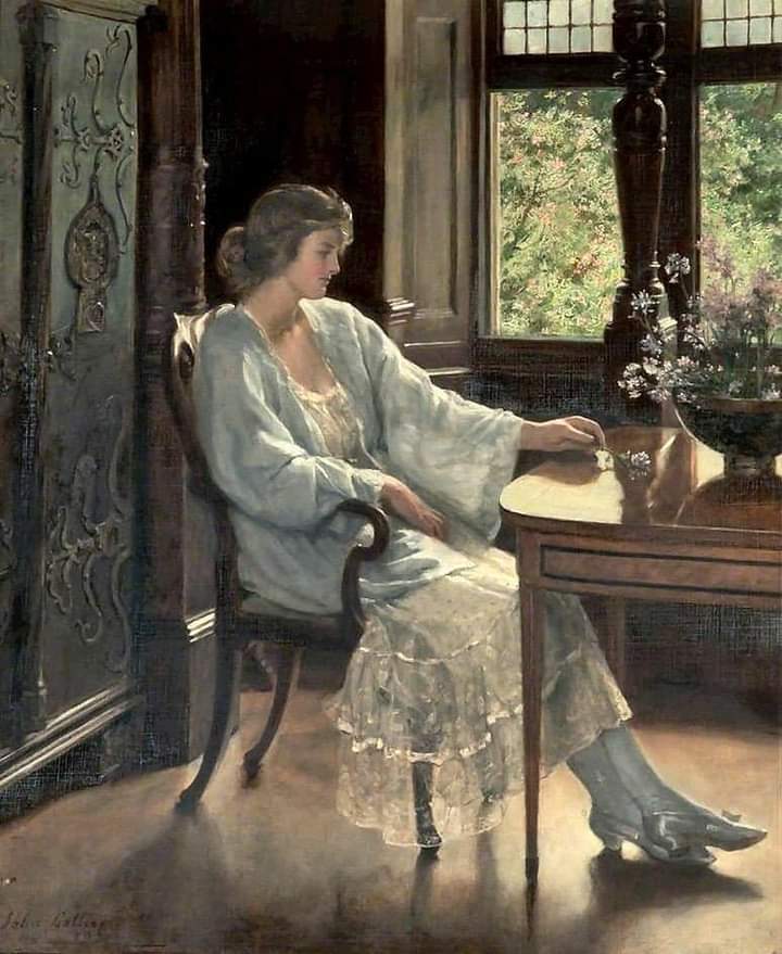 Solve Meditation by John Maler Collier jigsaw puzzle online with 30 pieces
