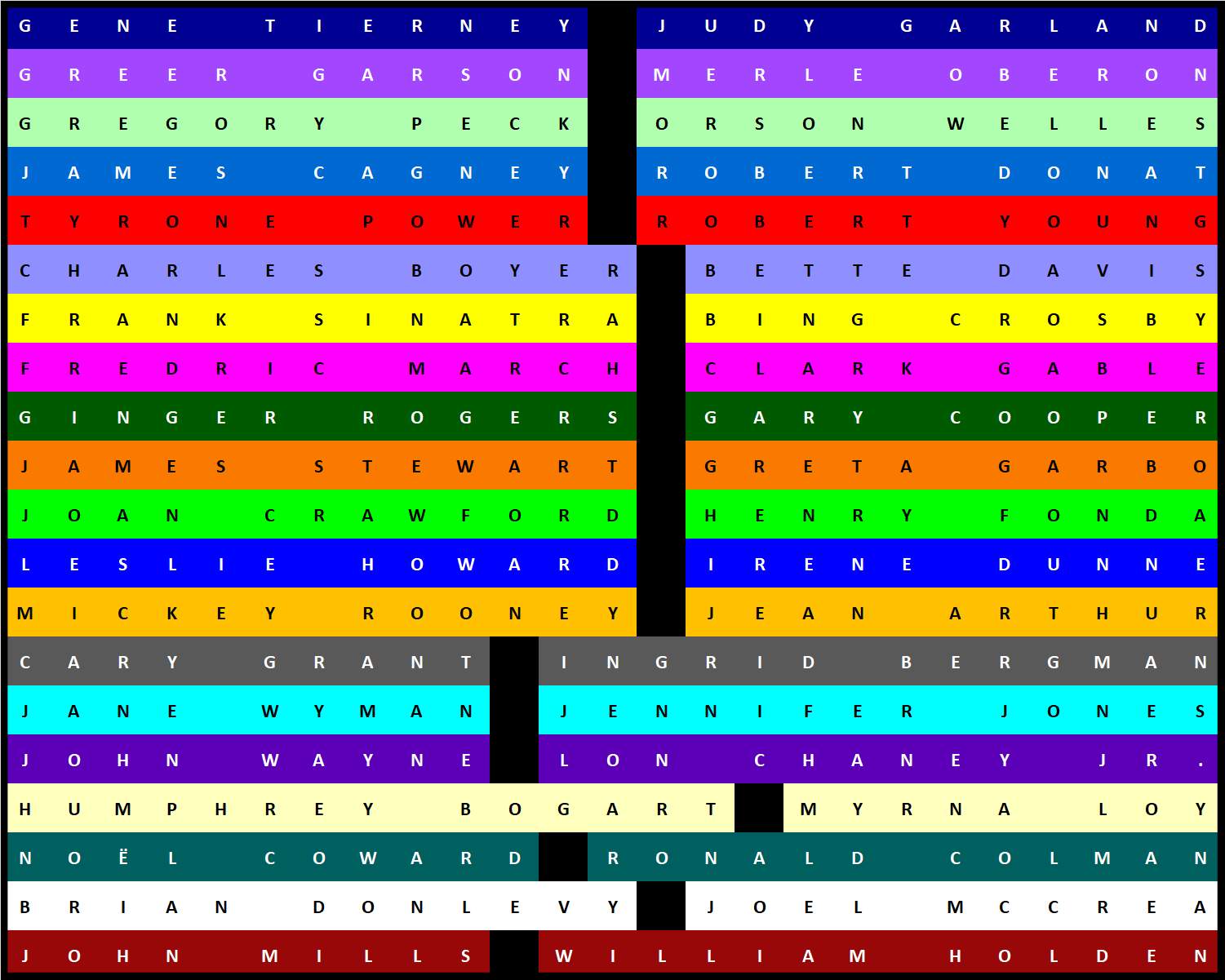 Solve Word 69.2 Forties Academy Nominees: Actors 500 jigsaw puzzle ...
