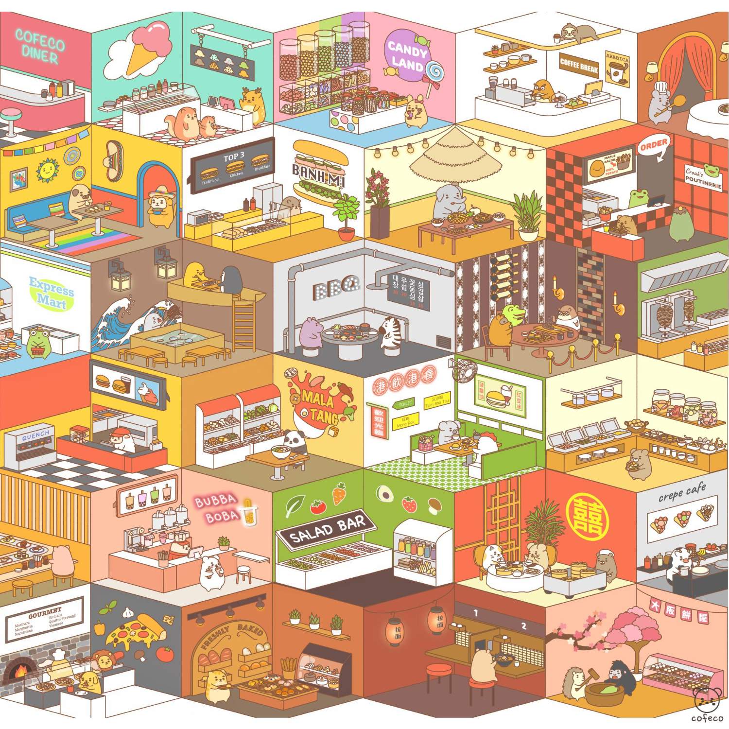 Solve food shops jigsaw puzzle online with 400 pieces