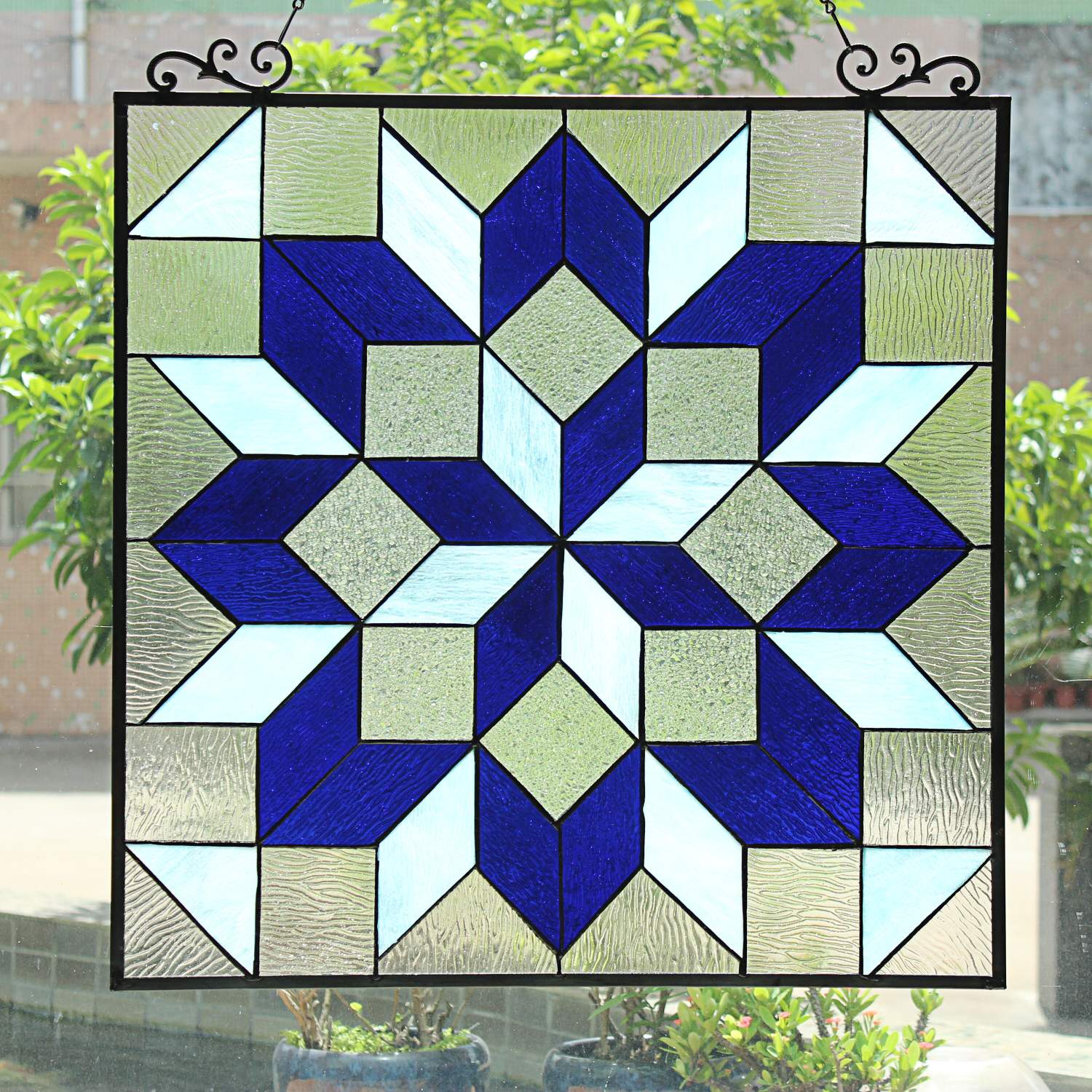 Solve +Tiffany-Style+Geometric+Stained+Glass+Window+Panel jigsaw puzzle ...