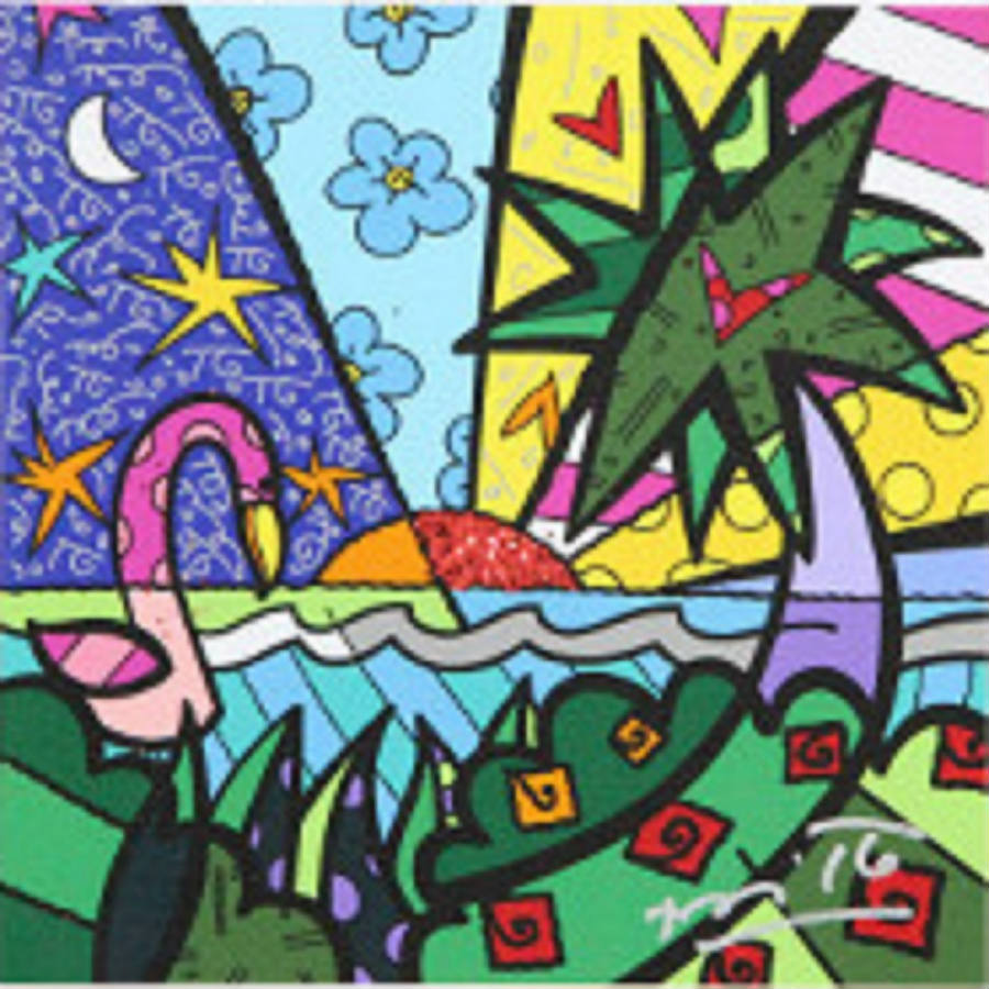 Solve Flamingo and Palm Tree by Romero Britto jigsaw puzzle online with ...