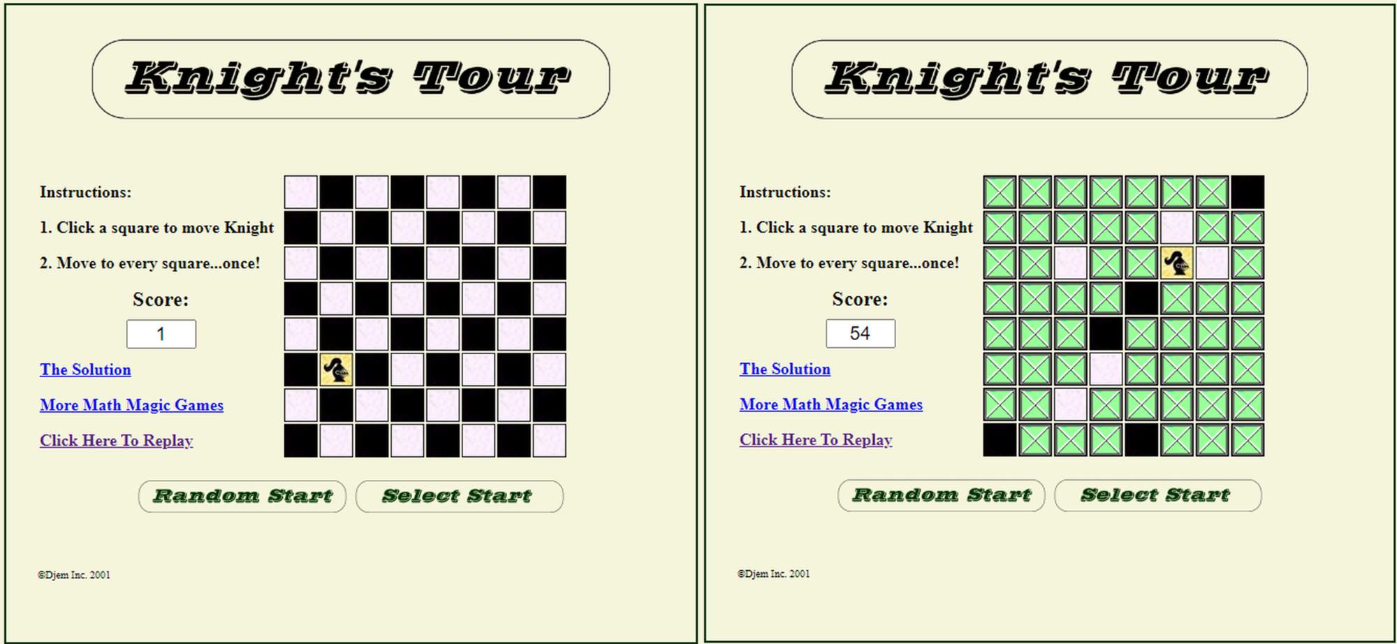 Solve Knight's Tour jigsaw puzzle online with 152 pieces