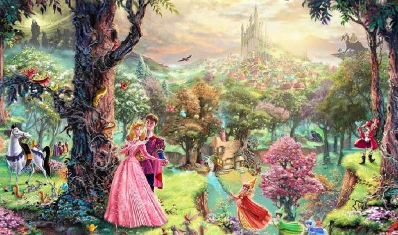 Solve SLEEPING BEAUTY AND HER PRINCE jigsaw puzzle online with 104 pieces